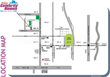 Aditya Builders Aditya Celebrity Homes Map - Sector 76, Noida Location Map