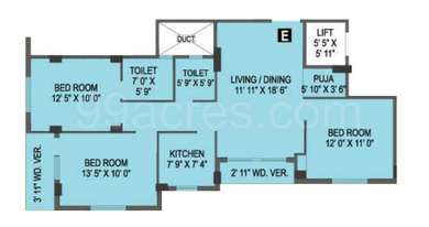 2 BHK / Bedroom Apartment / Flat for rent in Shreshta Garden Rajarhat ...