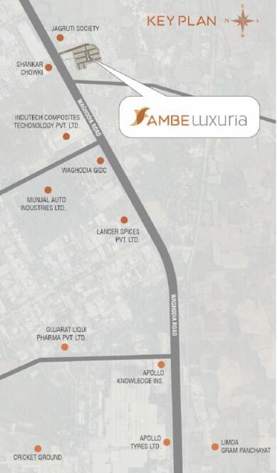Aarna Group Ambe Luxuria Map - Waghodia, Vadodara Location Map