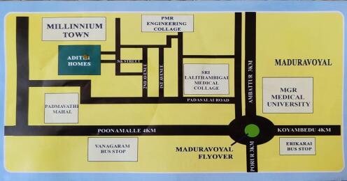 Hoshi Dwell Adithi Homes Map - Maduravoyal, Chennai Location Map
