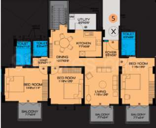 3 BHK / Bedroom Apartment / Flat for rent in Alpine Pyramid Sahakara ...