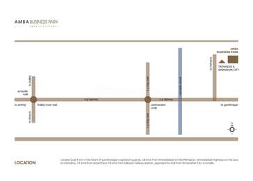 Amba Township Amba Business Park Map - Adalaj, Ahmedabad North Location Map