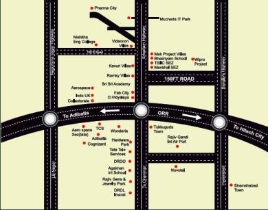 AMR Aditya Homes AMR Aditya Ilika Map - Adibatla, Hyderabad Location Map
