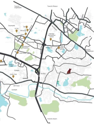 Ananda Homes Ananda The Legacey Map - Manikonda, Hyderabad Location Map