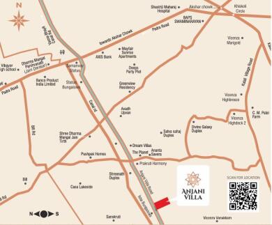 Anjani Infra Ahmedabad Anjani Villa Map - Bill, Vadodara Location Map