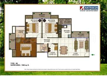 3 BHK / Bedroom Apartment / Flat for rent in Antriksh Forest Sector-77 ...