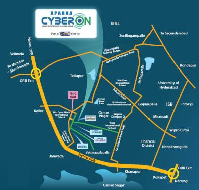 Aparna Constructions Aparna Cyberon Map - Osman Nagar, Tellapur ...