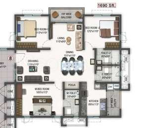 3 BHK Apartment / Flat for sale in Aparna Zenon Puppalaguda Hyderabad ...