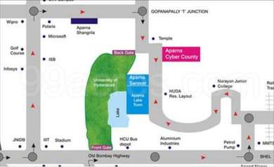 Aparna Constructions Aparna Cyber County Map - Nallagandla, Hyderabad ...
