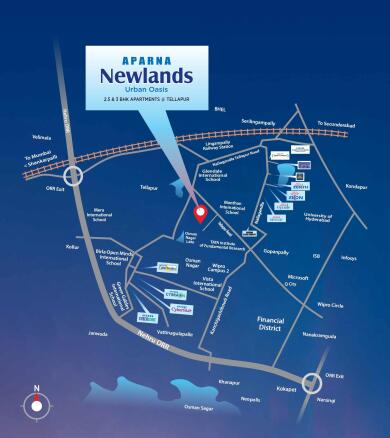 Aparna Constructions Aparna Newlands Map - Tellapur, Hyderabad Location Map