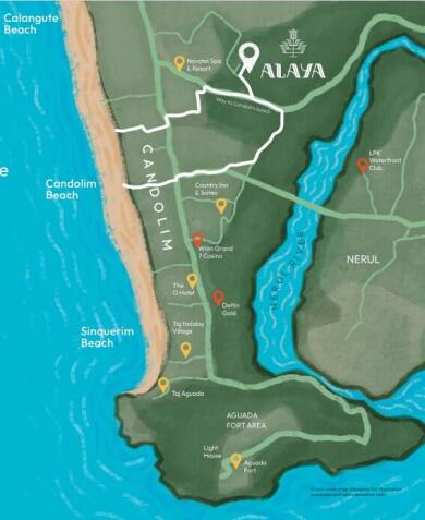 Aqaab Realty Alaya Map - Candolim, Goa Location Map