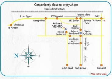 Arihant Group Kolkata Arihant Viento Map - Topsia, EM Bypass Location Map