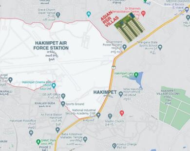 Asian Estates Asian RSR Villas Map - Shamirpet, Secunderabad Location Map
