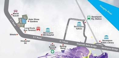 Aster Group Aster Shree Gardens Map - Serampore, Hooghly Location Map