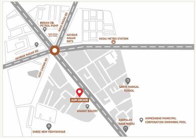 AUM Buildcon AUM Arcade Map - Nava Vadaj, Ahmedabad West Location Map