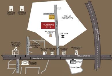Axis Infrabuild Fortune City Map - Ambala Cantt Location Map