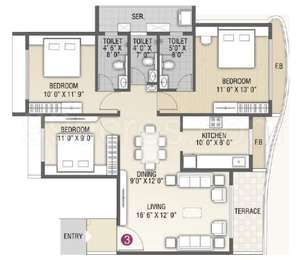 3 BHK Apartment / Flat for sale in B and M Atlantis Ghansoli Mumbai ...