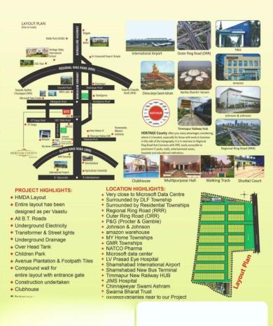 Bhashyam Developers Bhashyam Heritage County Map - Kothur, Hyderabad ...