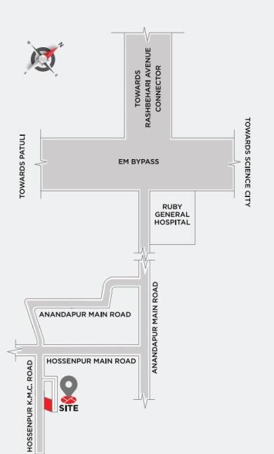 Bluechip Projects Bluechip Purbe Map - Hussainpur, EM Bypass Location Map