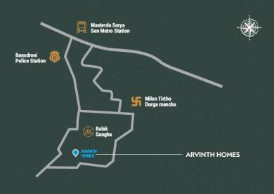 JN BSA Sharanam Realtors LLP Arvinth Homes Map - Brahmapur, Kolkata Location Map