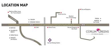 Calvin Properties Mumbai Corlim Greens Map - Corlim, Goa Location Map