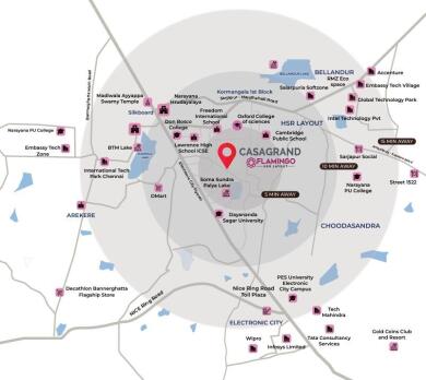 Casagrand Flamingo Map - Begur, Bangalore Location Map