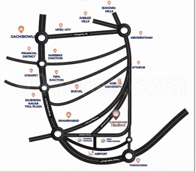 Casagrand Hanford Map - Mamidipally, Shamshabad, Hyderabad Location Map