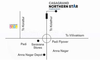 Casagrand Northern Star Map - Madhavaram, Chennai Location Map