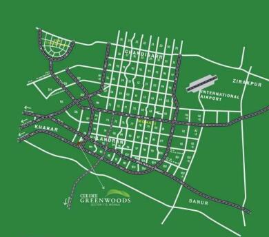 Cee Dee Developers Greenwoods Map - Sector 115 Mohali Location Map