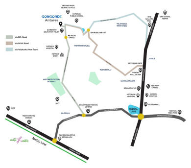 Concorde Antares Map - Vidyaranyapura, Bangalore North Location Map