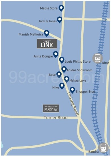 Crest Ventures Limited Crest Link Map - Khar West, Mumbai Location Map