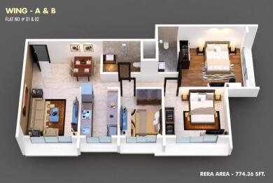 1 BHK / Bedroom Apartment / Flat for rent in DPS Nakshatra Heights Kandivali West Mumbai - 305 ...