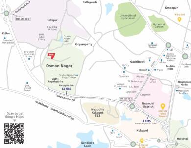 DSR Builders Altitudes by DSR Map - Osman Nagar, Tellapur Location Map