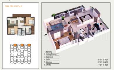 2 BHK Apartment / Flat for sale in Eswar Vanamali Hennur Road Bangalore ...