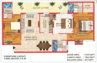 3 BHK / Bedroom Apartment / Flat for rent in G3S Infinity Heights ...