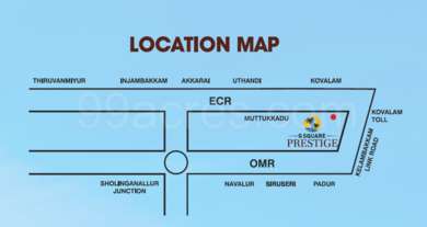 G Square Group G Square Prestige Map - Kovalam, ECR Location Map