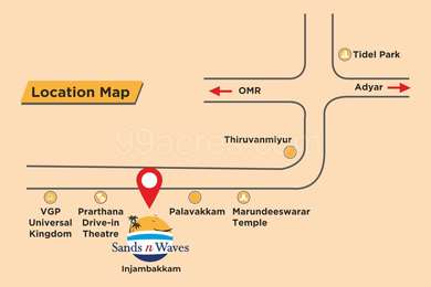 G Square Group G Square Sands and Waves Map - Injambakkam, ECR Location Map