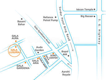 Gala Infrastructure Builders Gala Luxuria Map - South Bopal, Ahmedabad ...