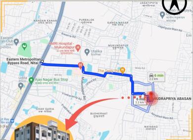 Gharbari Rudrapriya Abasan Map - Panchasayar, EM Bypass Location Map