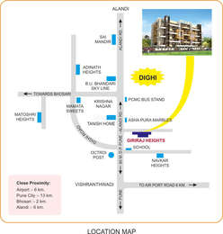 Giriraj Associates Builders Giriraj Heights Map - Dighi, Pune Location Map