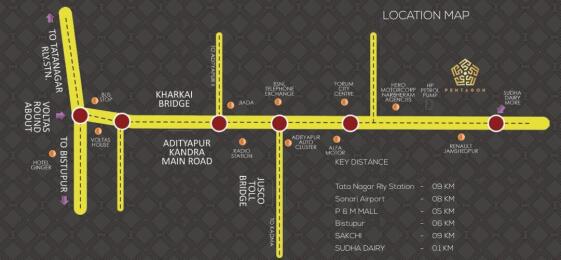 Golden Heritage Pentagon Map - Adityapur, Jamshedpur Location Map