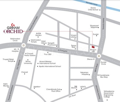 Griham Infra Griham Orchid Map - Zundal, Ahmedabad North Location Map