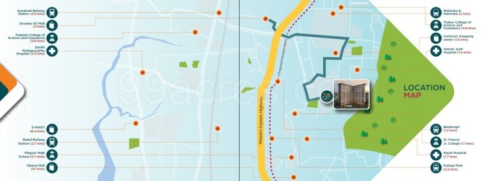 Group Satellite Satellite Aarambh Map - Malad East, Mumbai Location Map