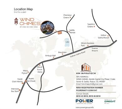 HM Infratech Wind Chimes Map - Saddu, Raipur Location Map