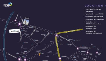 HPR Infra and Srika Projects HPR Avani Map - Kandi, Hyderabad Location Map