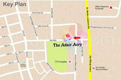 India Builders India The Adair Aery Map - Indira Nagar , Adyar Location Map