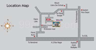 Indigo Constructions Indigo Pride Map - Kapra, Secunderabad Location Map