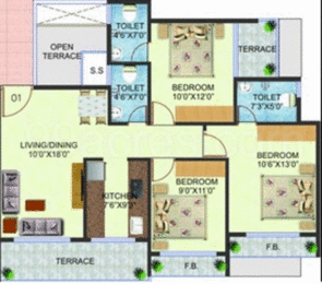 3 BHK Apartment / Flat for sale in Kaamdhenu Sai Pushpam Ulwe Navi Mumbai - 1650 Sq. Ft.- 7th ...