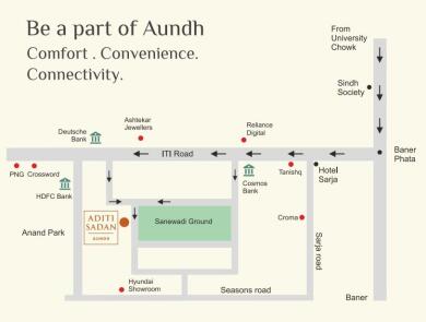 Kelkar Pinnac Housing LLP Aditi Sadan Map - Aundh, Pune Location Map