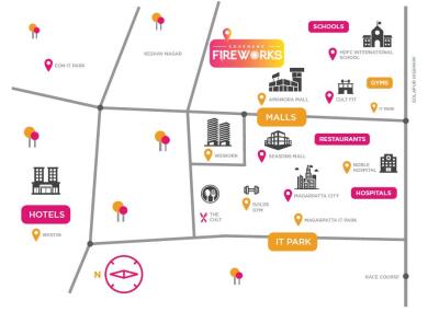 Kumar Properties Kumar Codename Fireworks Map - Hadapsar, Pune Location Map